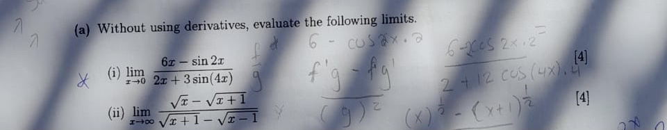 Solved (a) ﻿Without using derivatives, evaluate the | Chegg.com