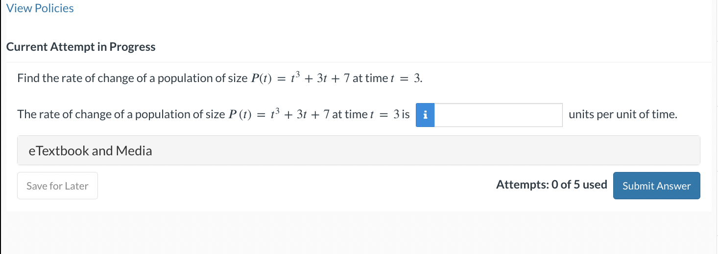 Solved View PoliciesCurrent Attempt in ProgressFind the rate | Chegg.com