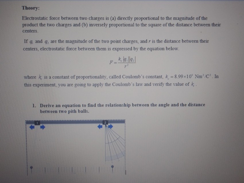 Solved Theory: Electrostatic force between two charges is | Chegg.com