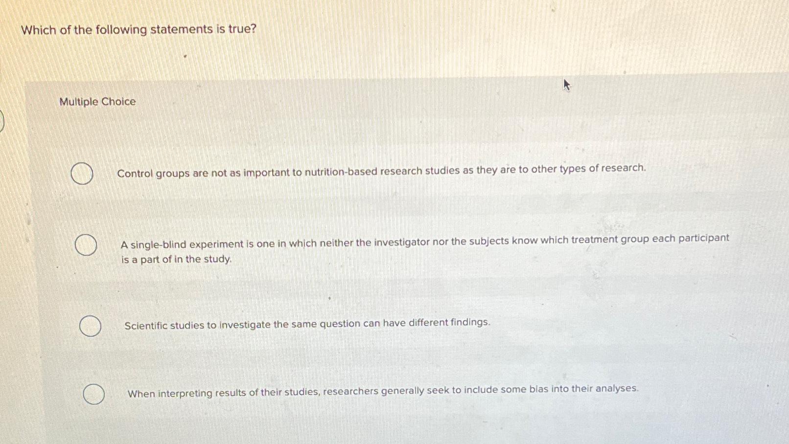 Solved Which of the following statements is true?Multiple | Chegg.com