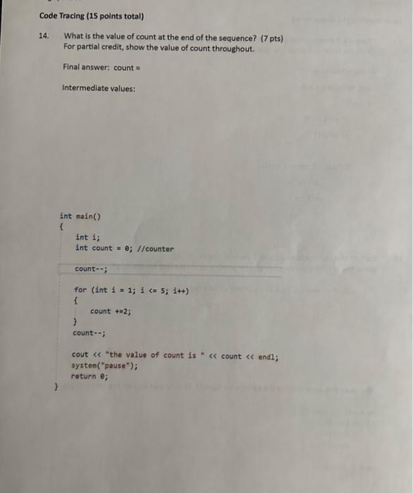 Solved 15. For the following code, determine the display | Chegg.com