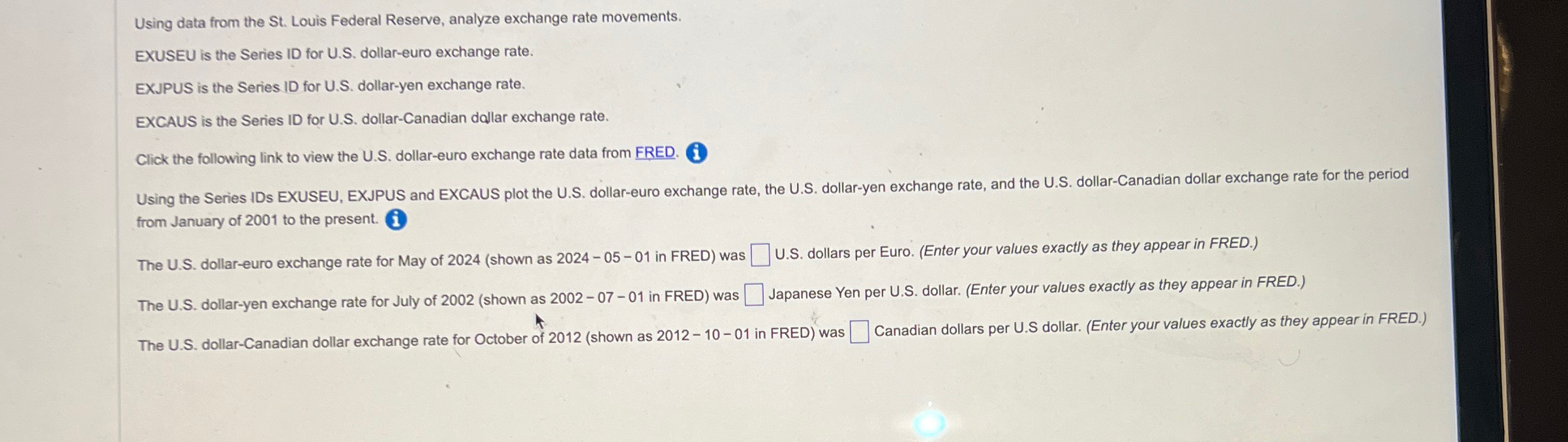Solved Using data from the St. ﻿Louis Federal Reserve, | Chegg.com