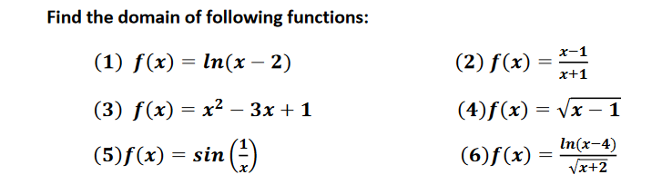 Solved Find the domain of following | Chegg.com