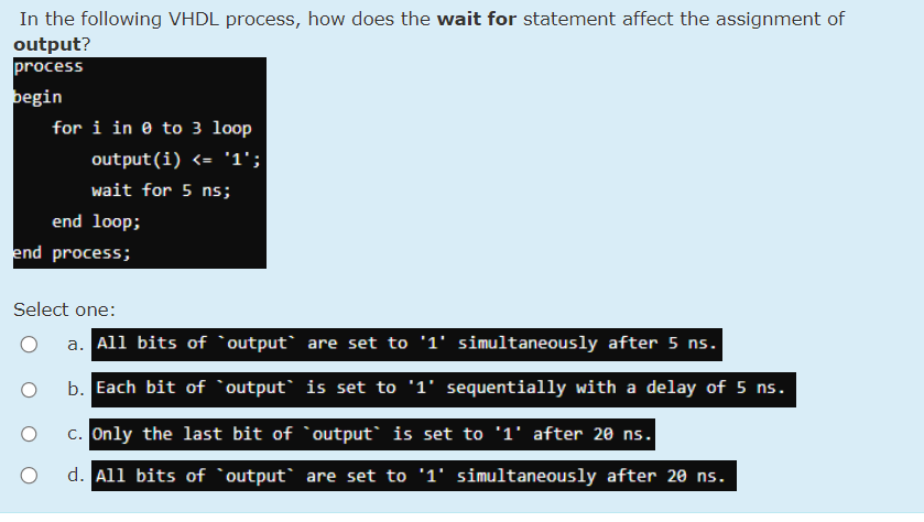 Solved Select one:a. ﻿All bits of are set to '1' | Chegg.com