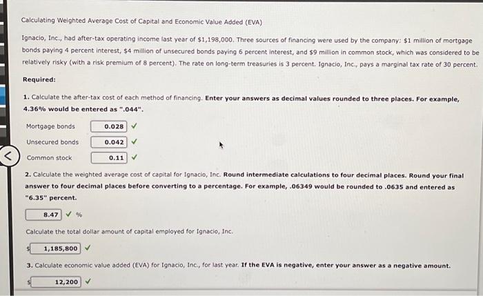 Solved Calculating Weighted Average Cost of Capital and | Chegg.com