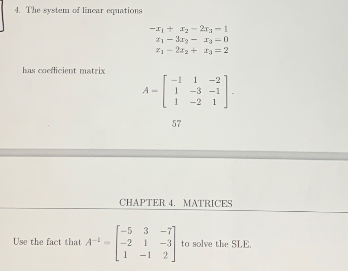 Solved The system of linear | Chegg.com