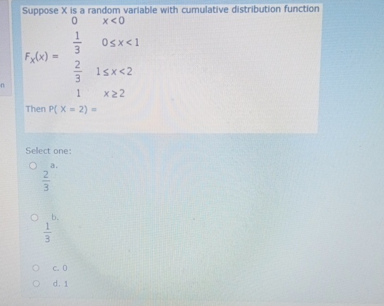 Solved Suppose x ﻿is a random variable with cumulative | Chegg.com