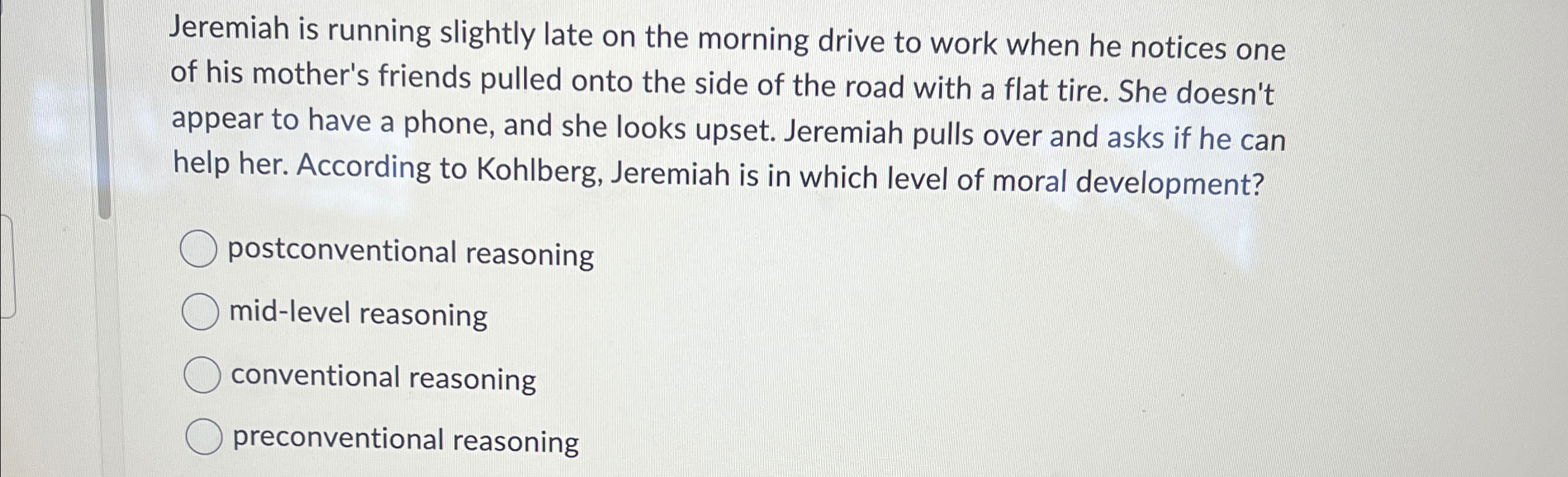 Solved Jeremiah is running slightly late on the morning | Chegg.com