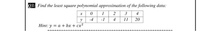 Solved 03: Find the least square polynomial approximation of | Chegg.com