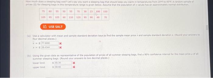 Solved (a) Use a calculater wath meac and sample standerd | Chegg.com