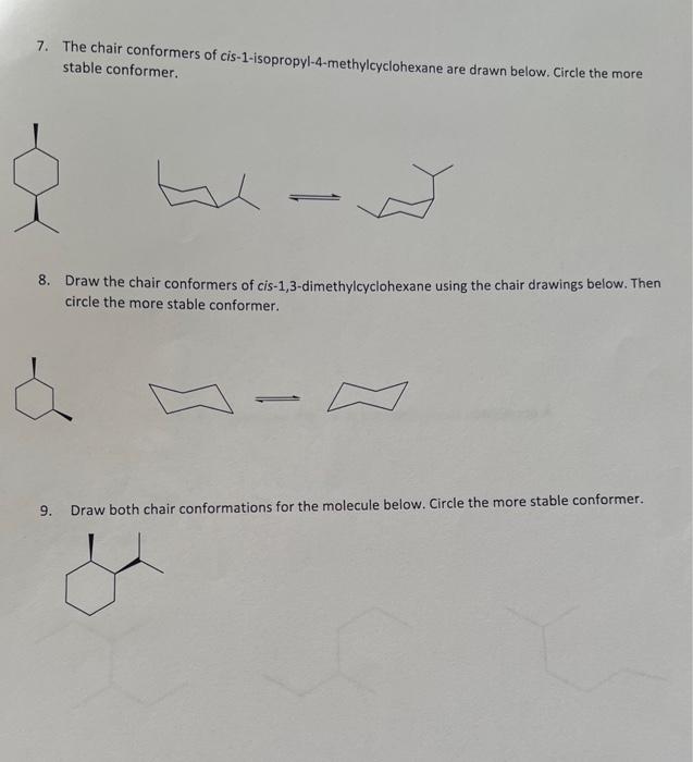 Solved 7. The chair conformers of | Chegg.com
