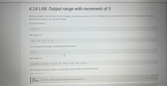 Solved How to output a space after an integer in code, | Chegg.com