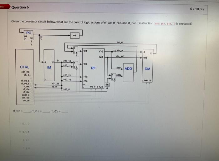 Solved rect Question 6 Given the processor circuit below, | Chegg.com