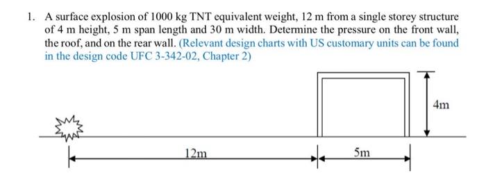 Solved 1. A surface explosion of 1000 kg TNT equivalent | Chegg.com