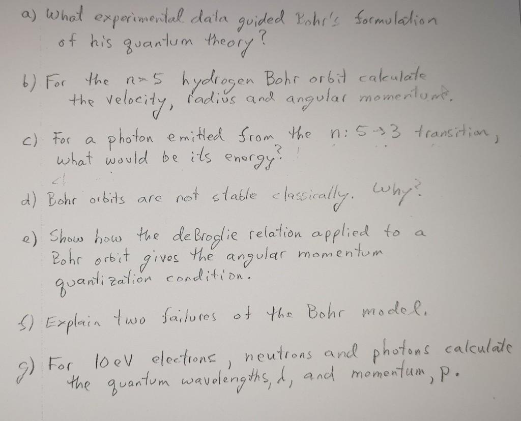 Solved a) What experimental dala guided Pohr's formulation | Chegg.com