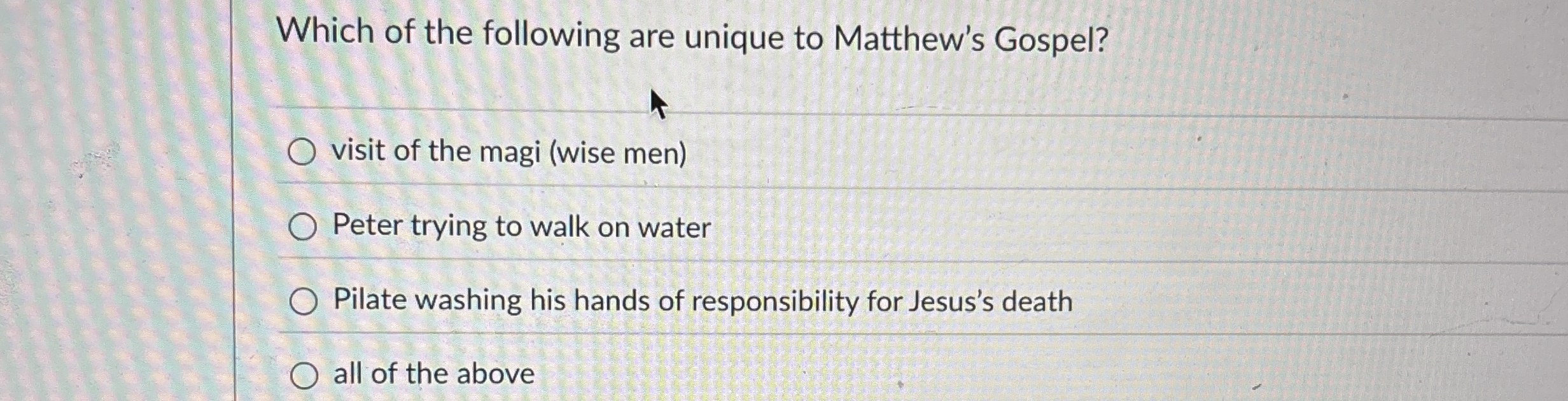 Solved Which of the following are unique to Matthew's | Chegg.com