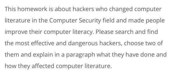 Solved This homework is about hackers who changed computer | Chegg.com