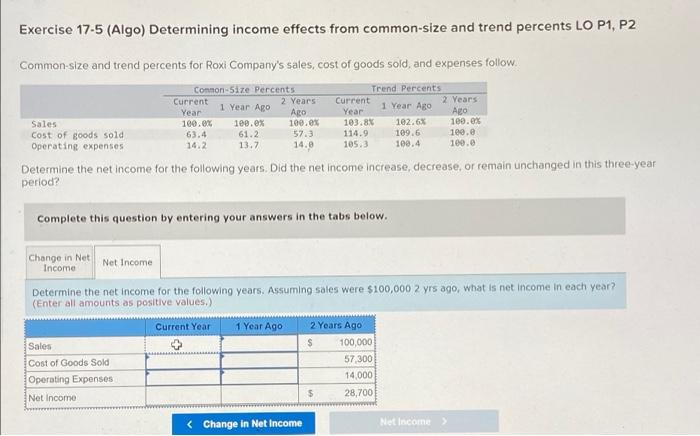 Solved Exercise 17-5 (Algo) Determining income effects from | Chegg.com