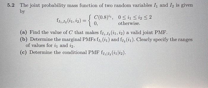Solved 2 The joint probability mass function of two random | Chegg.com