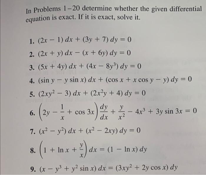 Solved In Problems 1 20 Determine Whether The Given Chegg