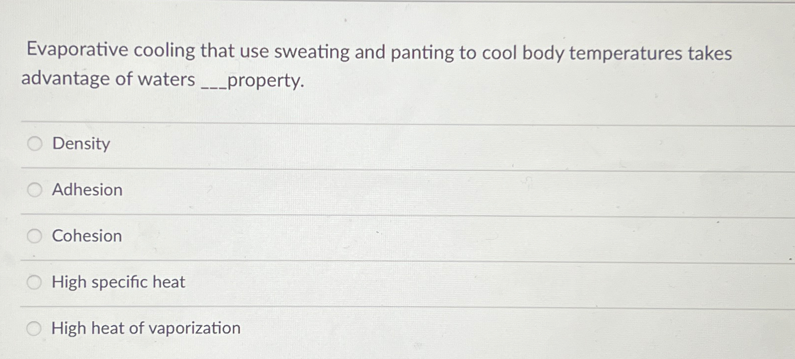 Solved Evaporative cooling that use sweating and panting to | Chegg.com