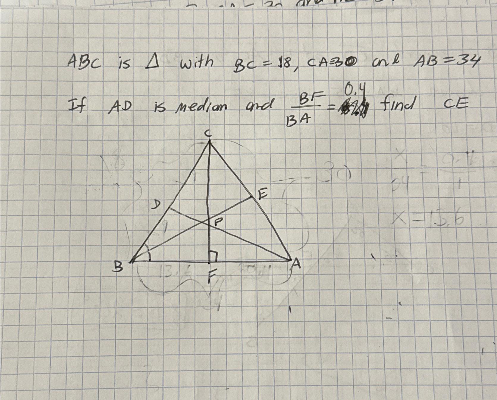 Solved triangle ABC is ???? ﻿with BC=18,CA=30 ﻿and AB=34 ﻿If | Chegg.com
