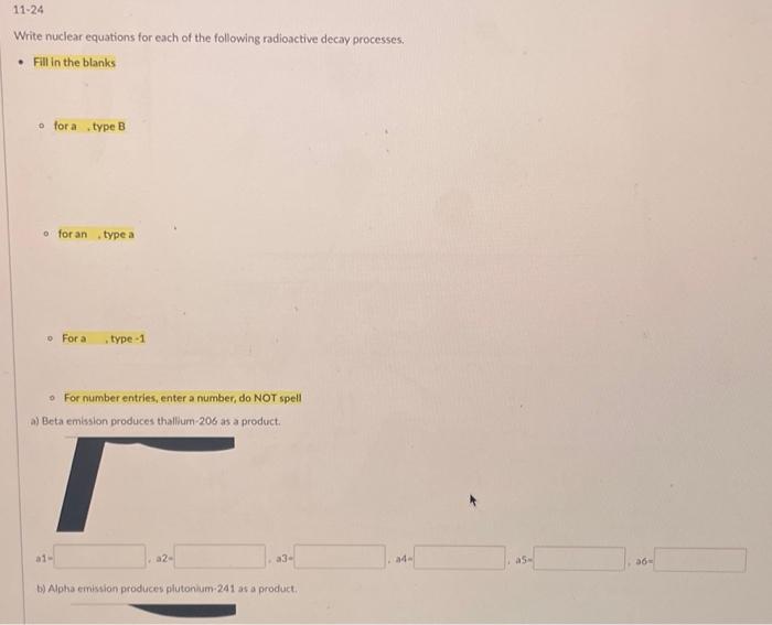 Solved 11-24 Write nuclear equations for each of the | Chegg.com