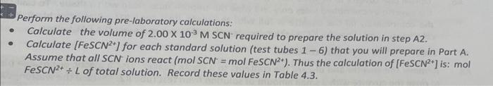 Solved Prelab calculations: Calculate the concentration of | Chegg.com