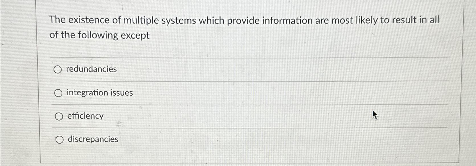Solved The existence of multiple systems which provide | Chegg.com