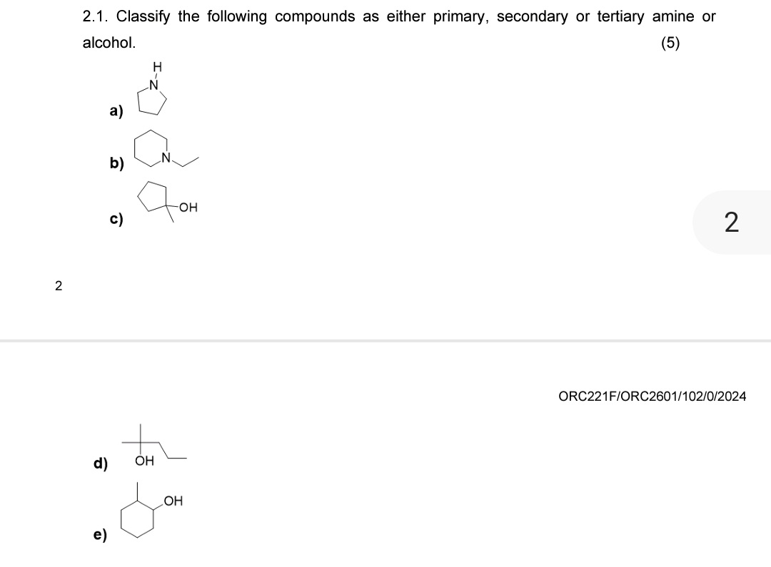Solved 2.1. ﻿Classify the following compounds as either | Chegg.com