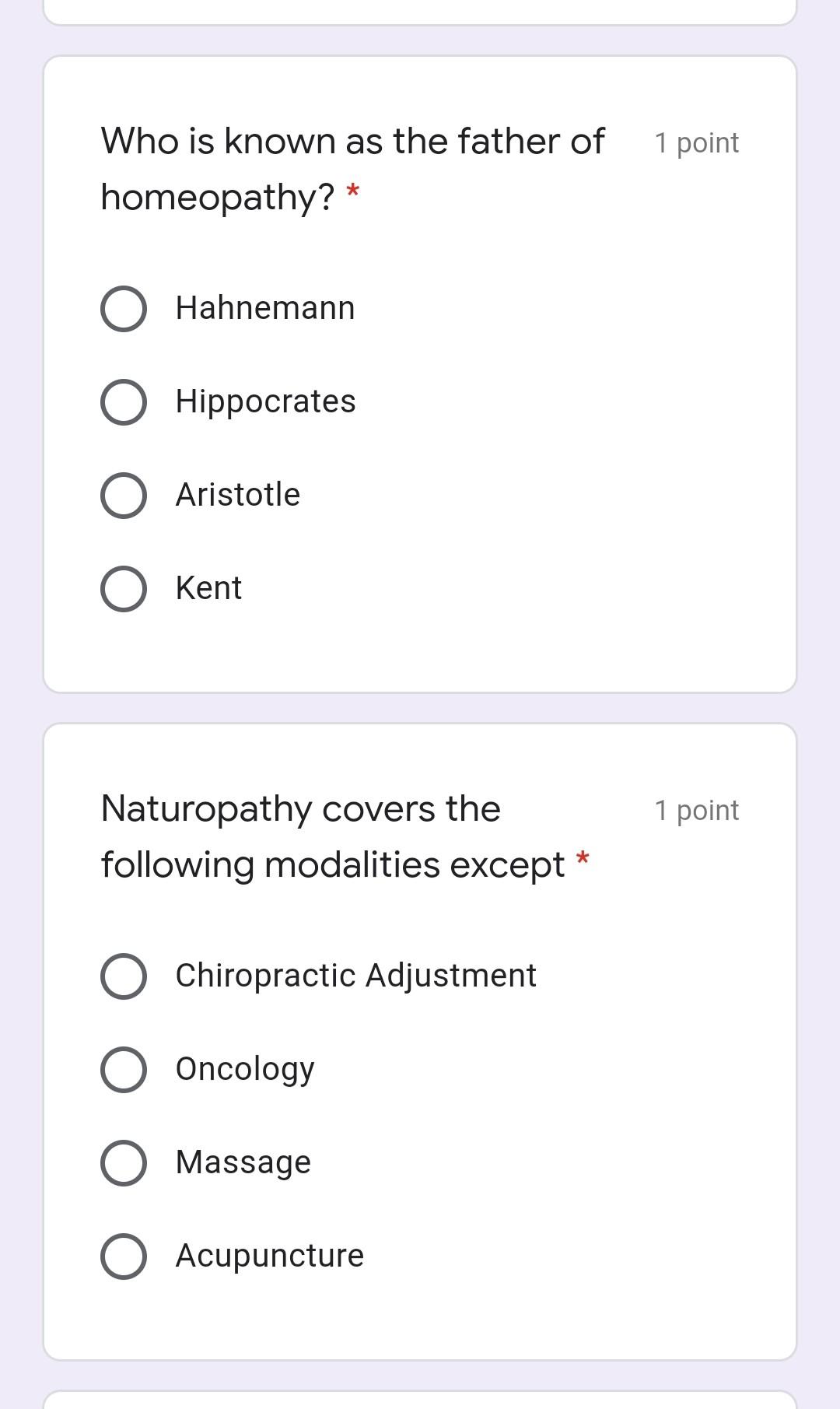 Solved 1 point Who is known as the father of homeopathy?* O | Chegg.com