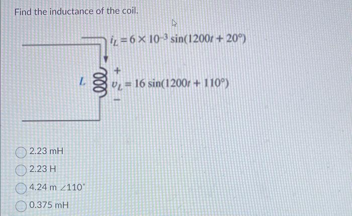 Solved For the inductive element, calculate the voltage | Chegg.com