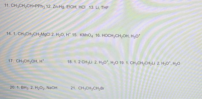 Solved Give the numbers from the reagent table for the | Chegg.com