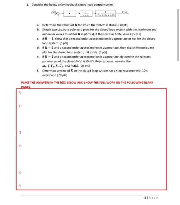 Solved ξ versus % Os1. Consider the below unity feedback | Chegg.com