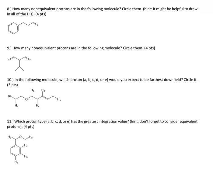 Solved 8.) How many nonequivalent protons are in the | Chegg.com