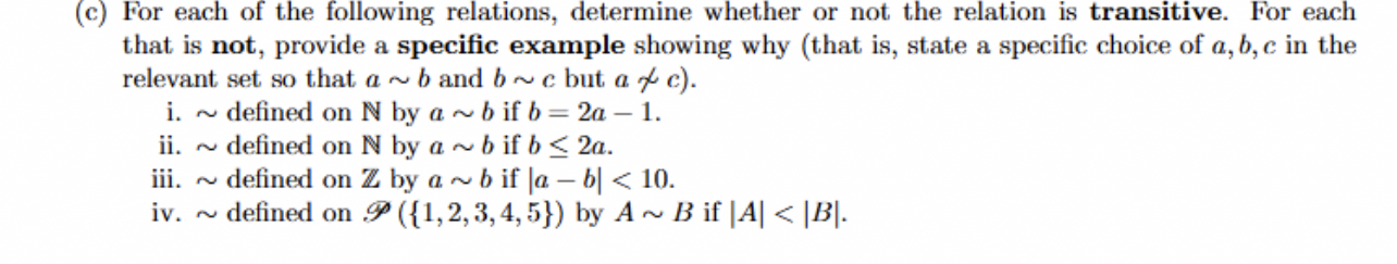 Solved (c) ﻿For each of the following relations, determine | Chegg.com