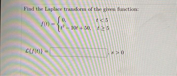 Solved Find the Laplace transform of the given function: | Chegg.com