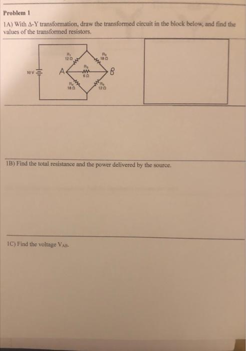 [Solved]: 1A) With ( Delta-Y ) transformation, draw the