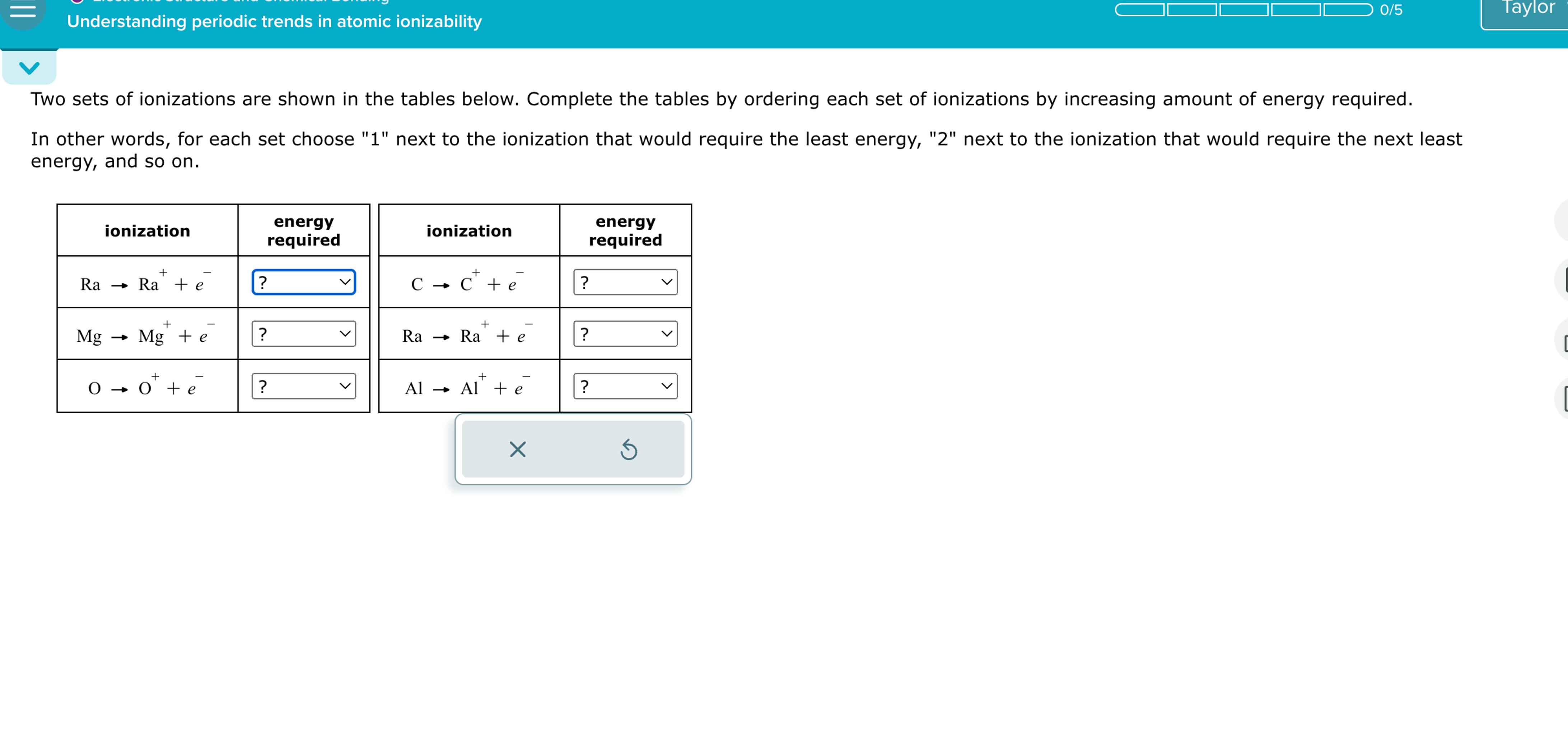 Solved Two sets of ionizations are shown in the tables | Chegg.com