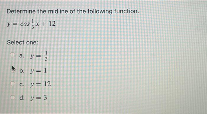 Solved Determine the midline of the following function. | Chegg.com