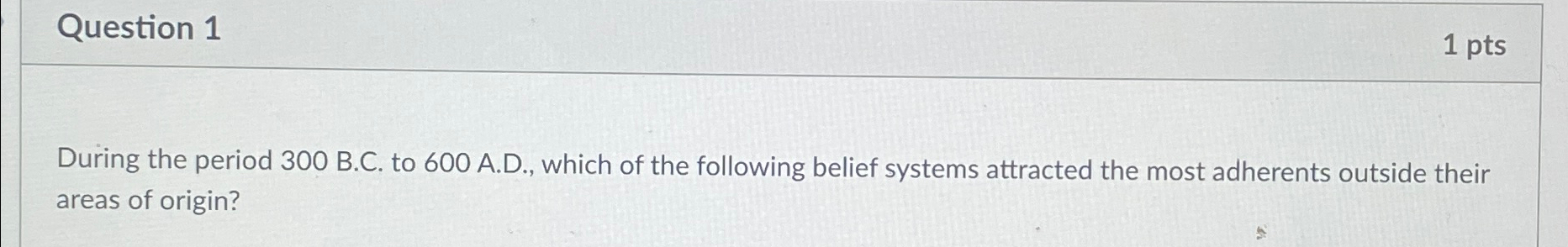 Solved Question 11 ﻿ptsDuring the period 300 ﻿B.C. ﻿to 600 | Chegg.com