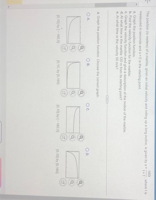 Solved The position (in meters) of a marble, given an | Chegg.com
