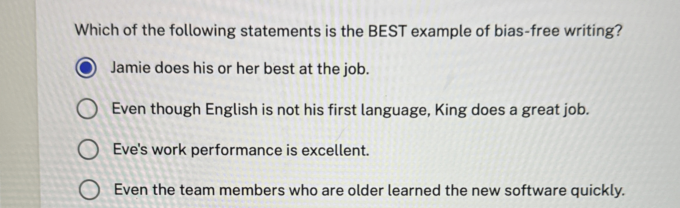 Solved Which of the following statements is the BEST example | Chegg.com