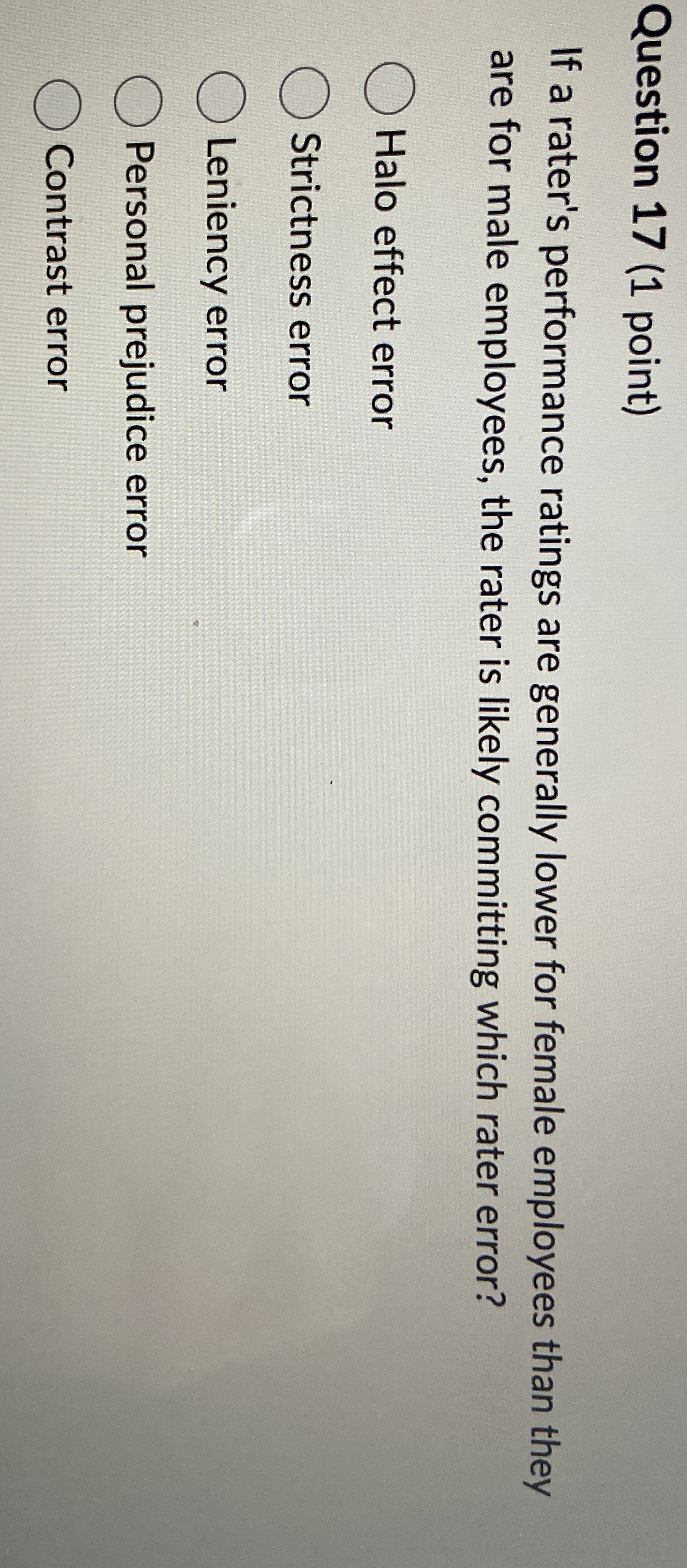 Solved Question 17 (1 ﻿point)If a rater's performance | Chegg.com