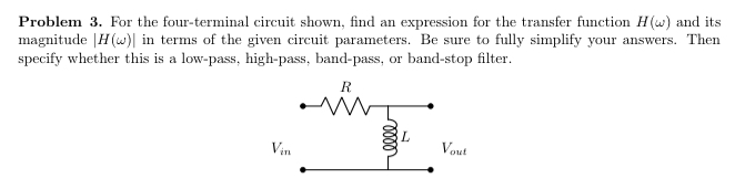 Solved Problem 3. ﻿For the four-terminal circuit shown, find | Chegg.com