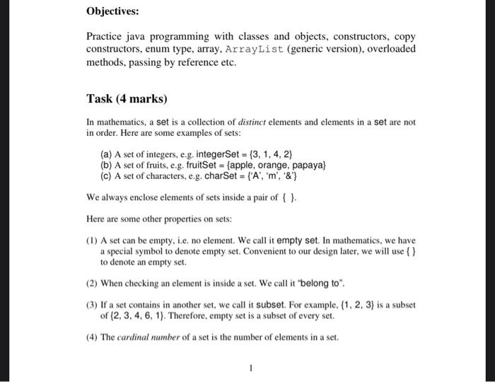 Objectives: Practice java programming with classes | Chegg.com