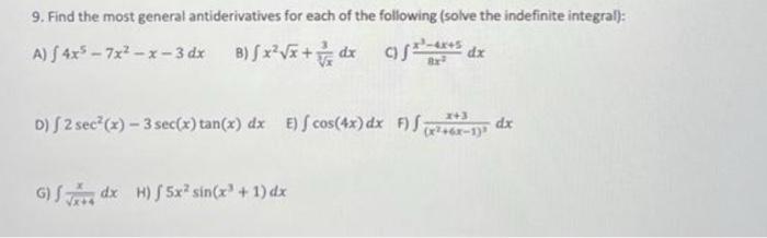 Solved anti derivitive problems. id like to check my steps | Chegg.com