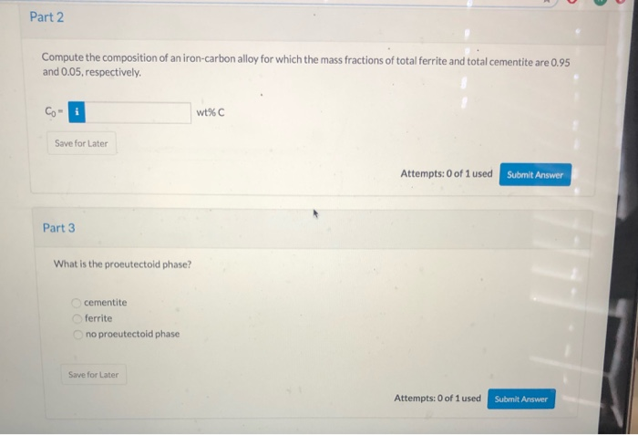 Solved What is the proeutectoid phase for an iron-carbon | Chegg.com