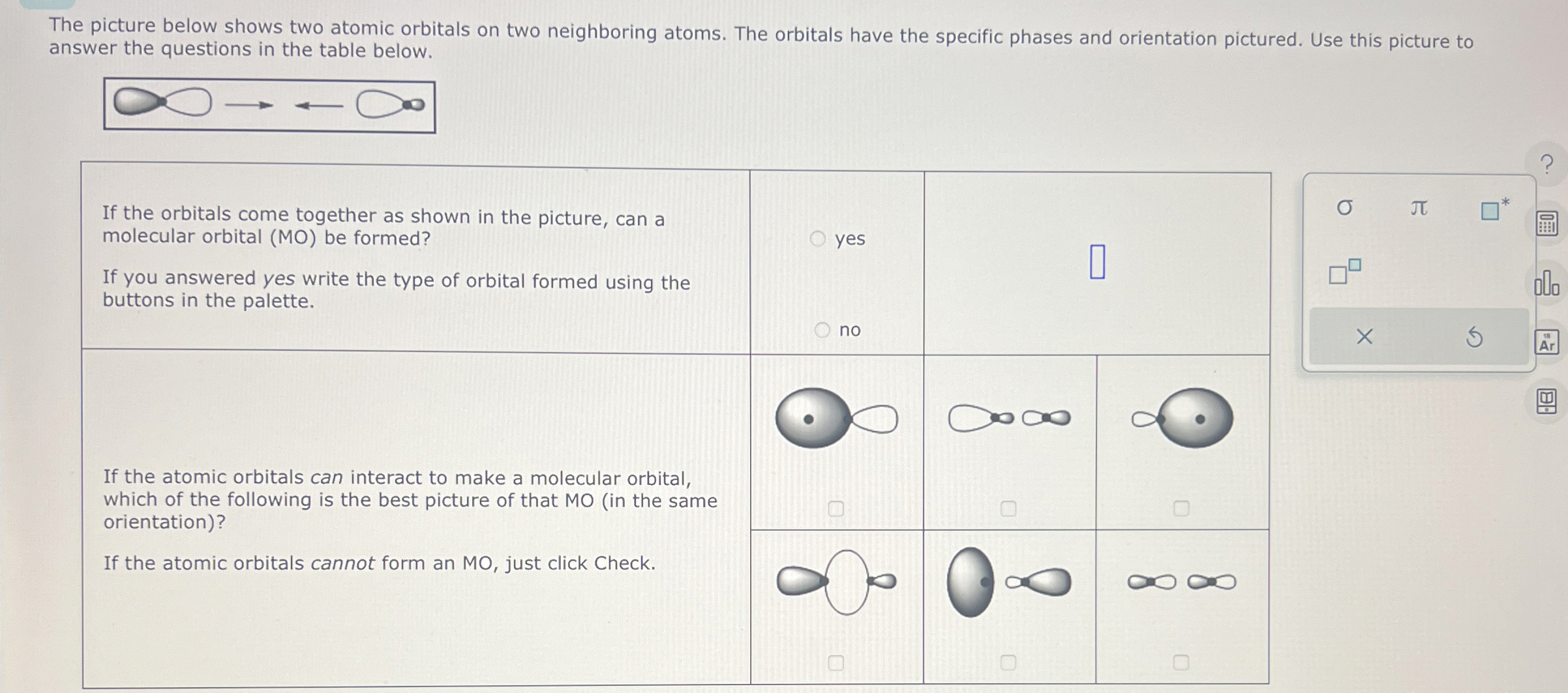 Solved The picture below shows two atomic orbitals on two | Chegg.com
