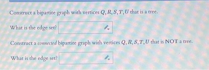 Solved Construct a bipartite graph with vertices Q, R, S, T, | Chegg.com